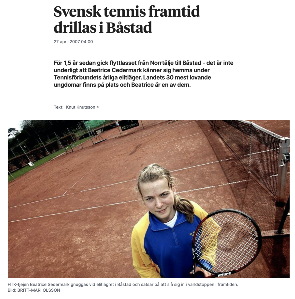 På nytt tennisjobb: Beatrice Cedermark – Svenska Tennisförbundet